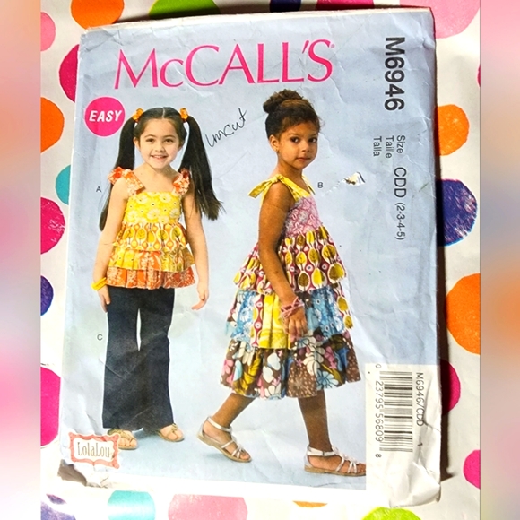 McCall's | Other | Mccalls 6946 Girls Dress And Top Sewing Pattern ...